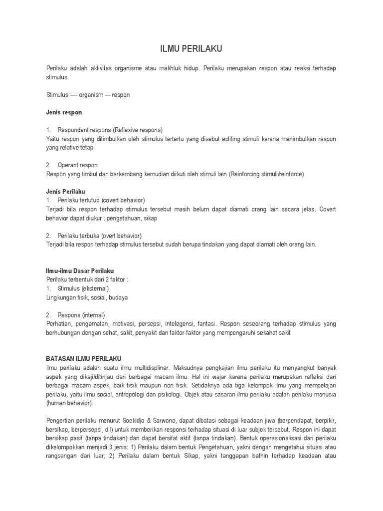 Pengantar Ilmu Perilaku Manusia | PDF
