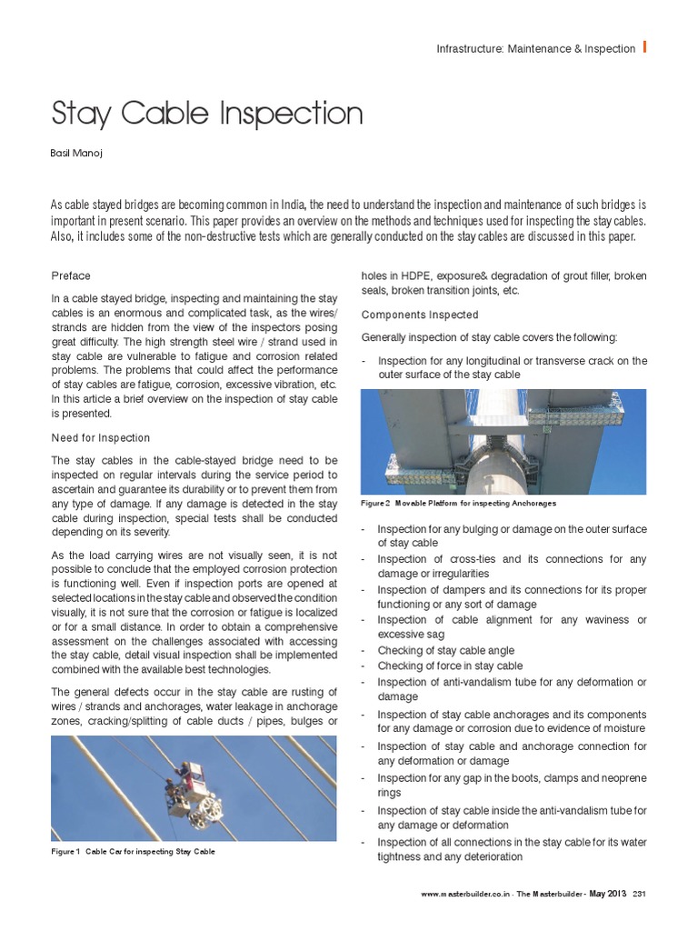 Stay Cable Inspection: Basil Manoj | PDF | Nondestructive Testing ...
