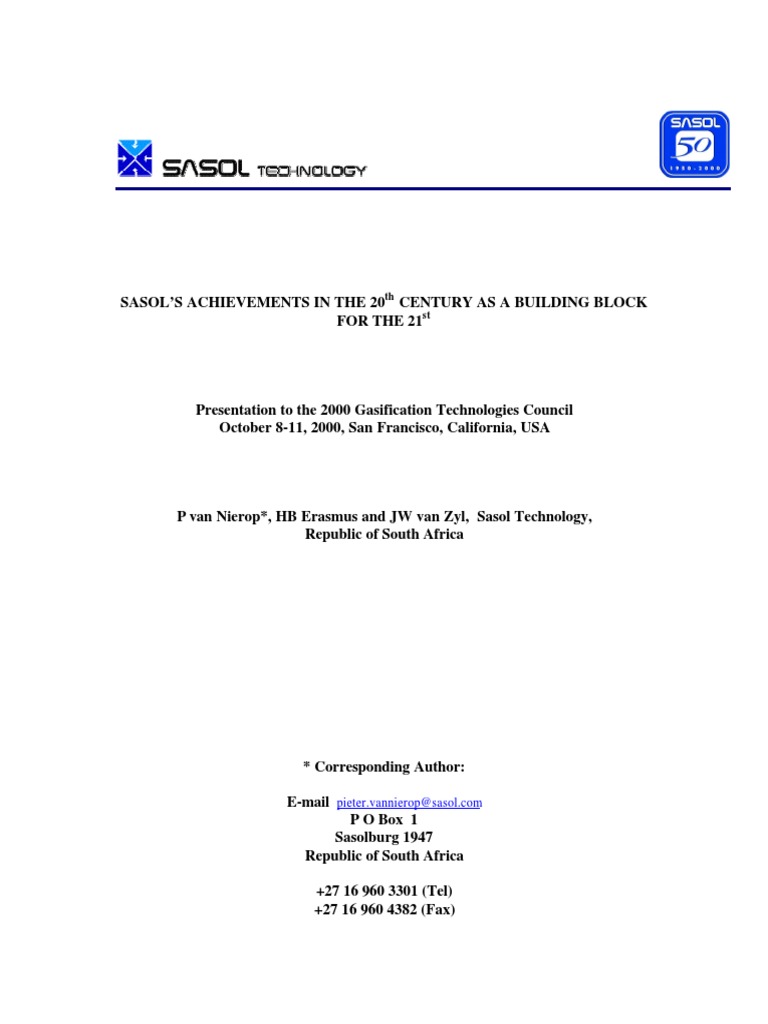 Sasol Technology | PDF | Gasification | Coal