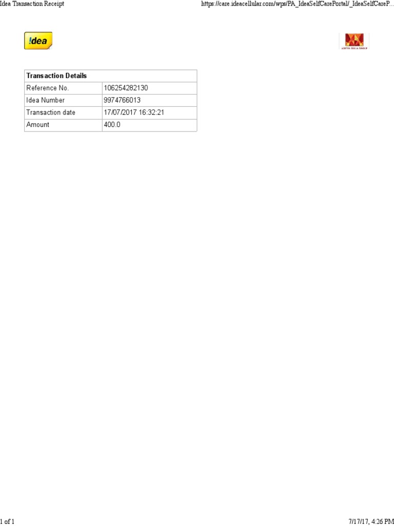 Idea Cellular Transaction 2017 | PDF
