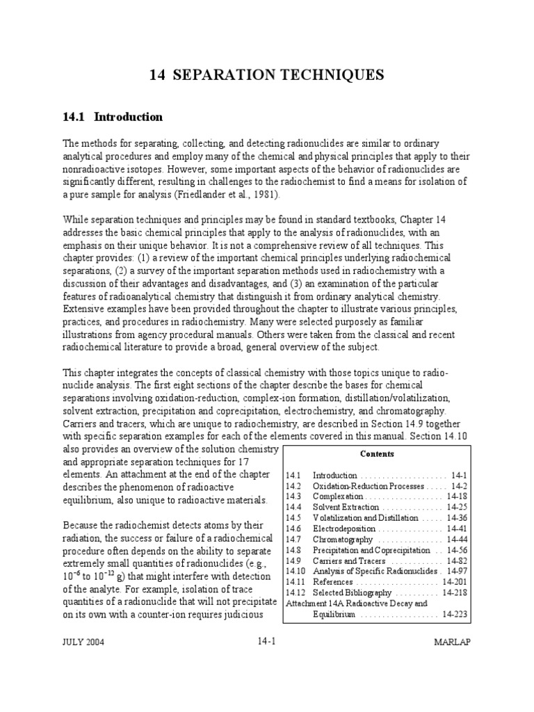 Seperation Techniques PDF | PDF | Redox | Ion