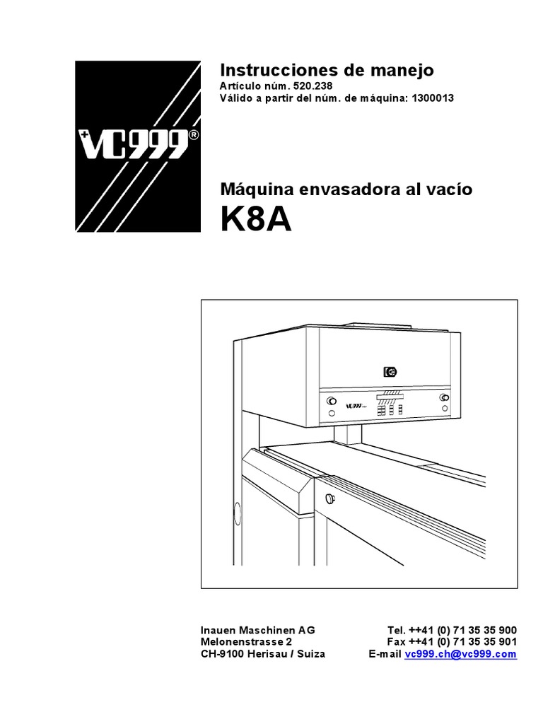 Manual Empacadora Al Vacío VC999 | PDF | Vacío | Bomba