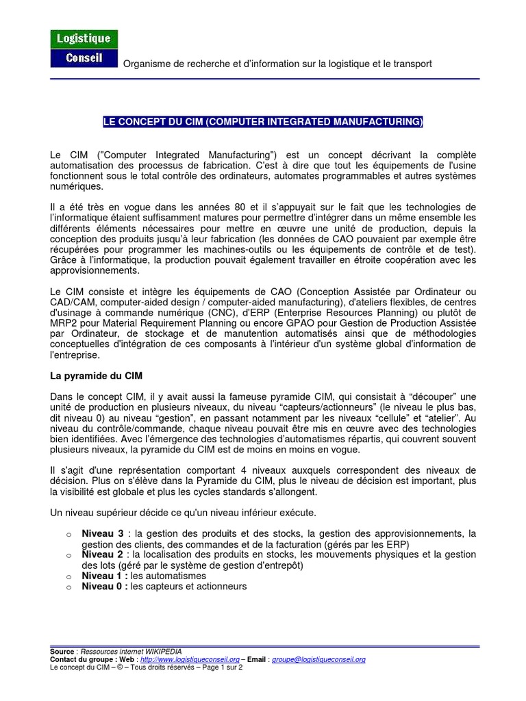 Pyramide Du CIM PDF | PDF | Conception assistée par ordinateur ...