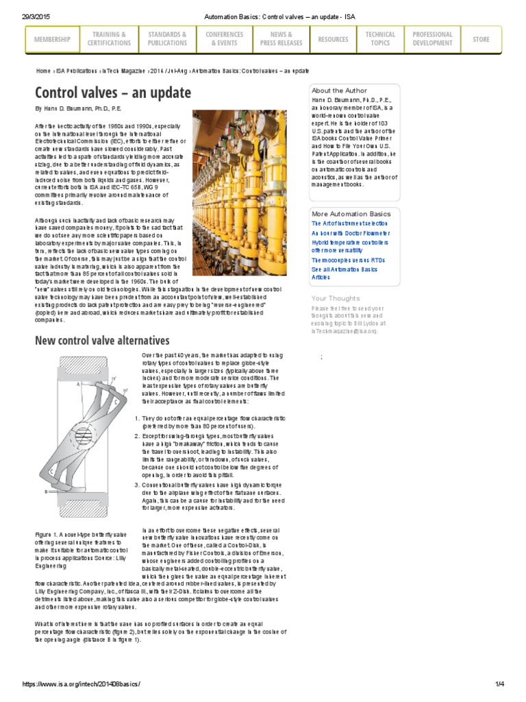 Automation Basics_ Control Valves – an Update - IsA | Valve | Pressure