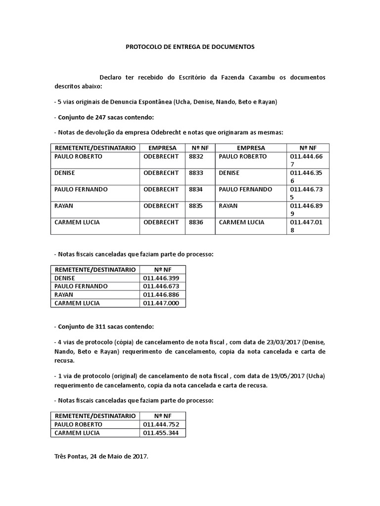 Protocolo de Entrega de Documentos | Business