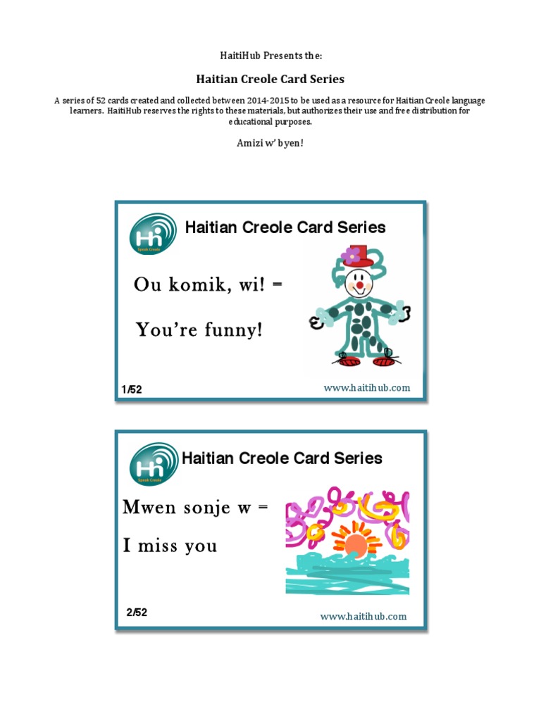 Creole Complete Flashcard Series | PDF | Haiti | Greater Antilles
