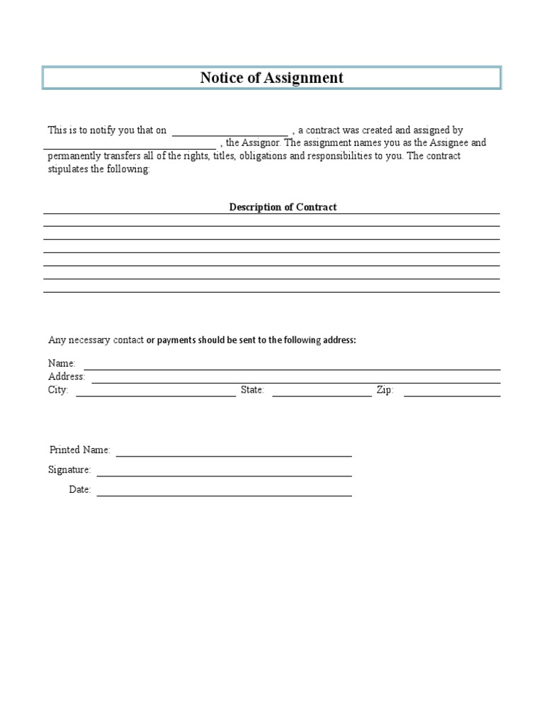 Notice of Assignment | PDF