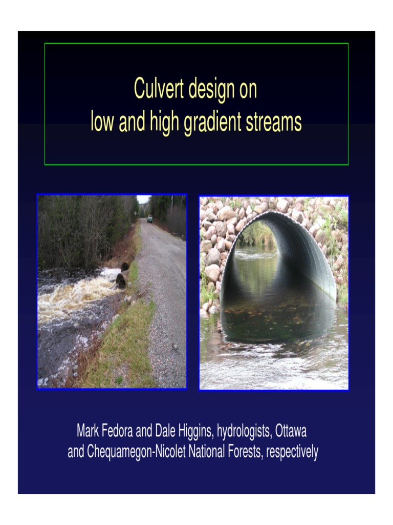 Culvert Design On Low and High Gradient Streams | PDF