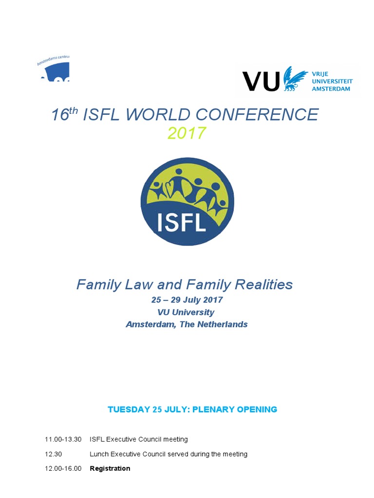 ISFL World Conference 2017 Programme | PDF | Surrogacy | Divorce
