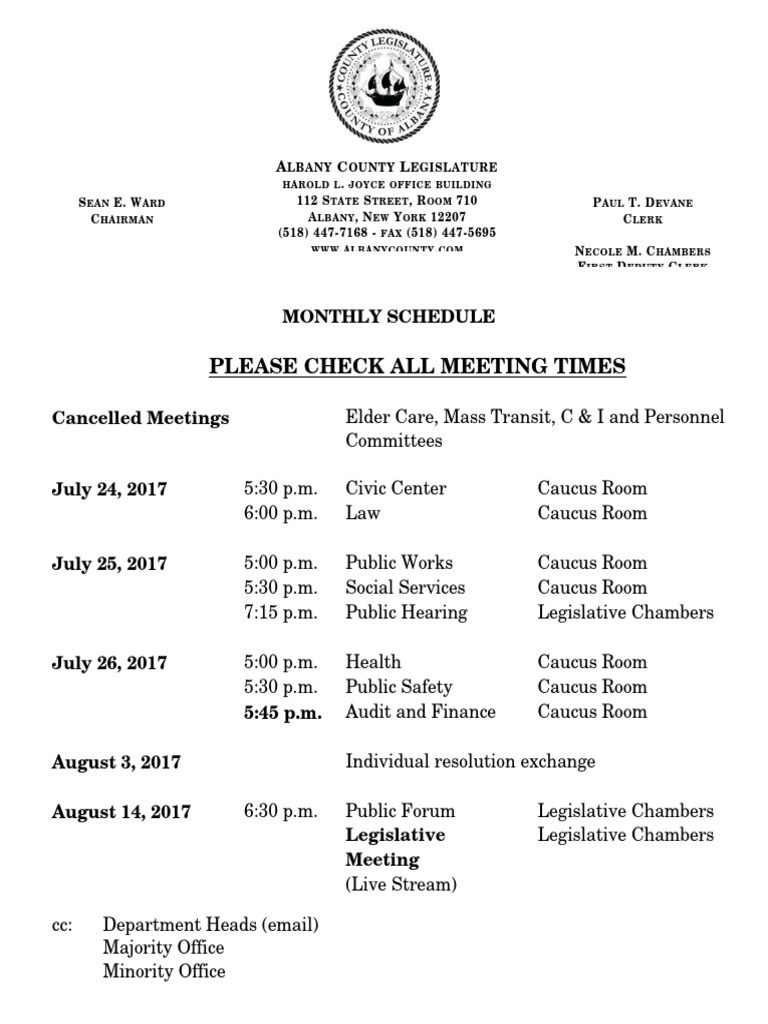 July - August Schedule | PDF