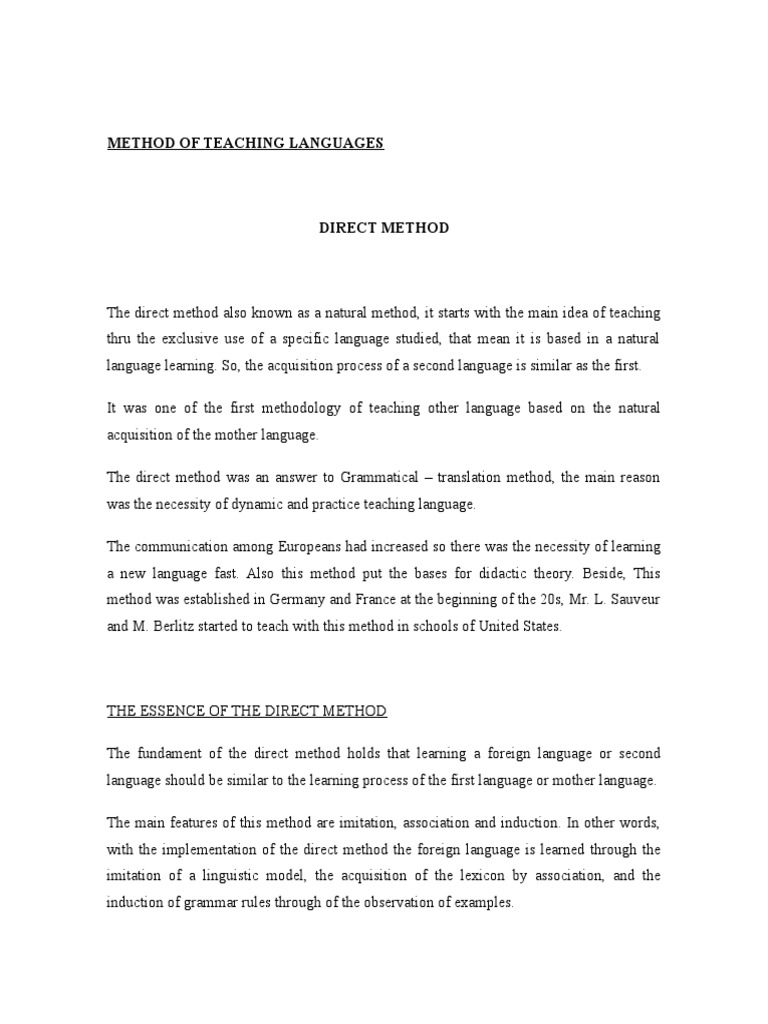 Methods of Teaching Languages | PDF | Language Acquisition | Language ...