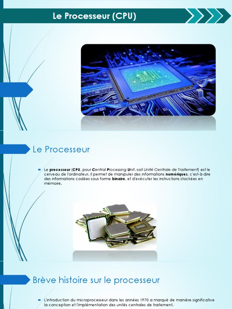Histoire et Fonctionnement du Processeur | PDF | Processeur ...