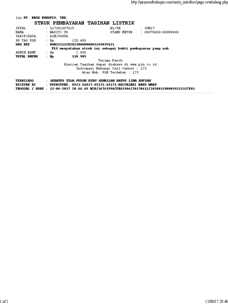 Contoh Nota Pembayaran | PDF