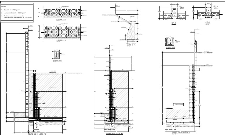 Plano de Propuesta de Muros y Seccion y Detalles | PDF