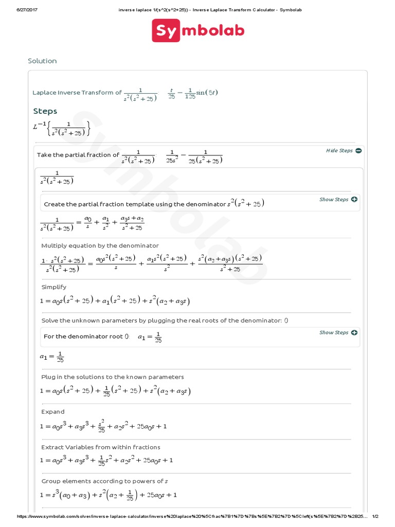 Inverse Laplace 1 | PDF | Laplace Transform | Differential Calculus