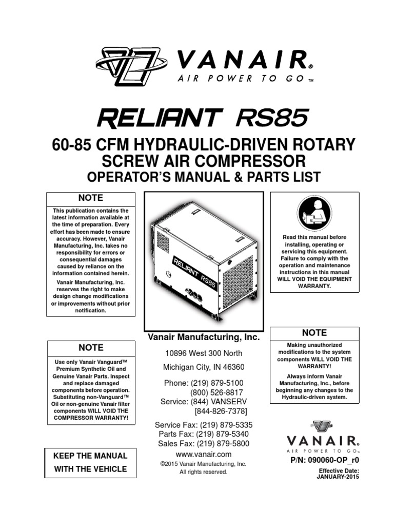 VanAir Compressor Parts Manual Reliant | PDF | Electrical Connector ...