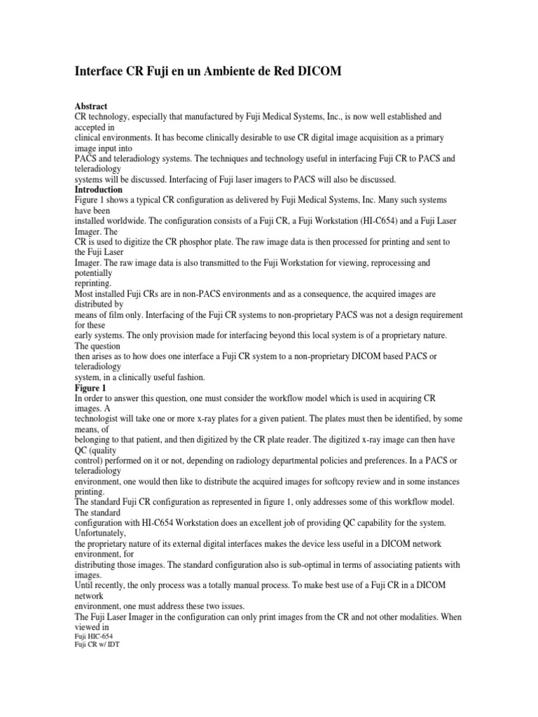 Interface CR Fuji en Ambiente DICOM | PDF | Telecommunications | Areas ...