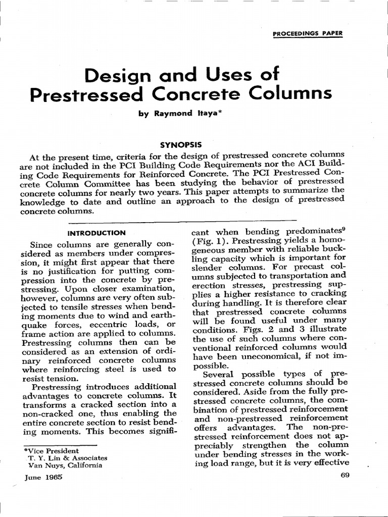 Design and Uses of Prestressed Concrete Columns: by Raymond Itaya | PDF ...