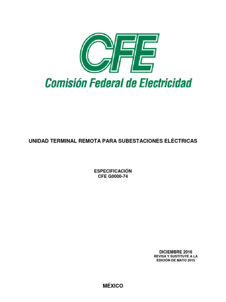 Unidad Terminal Remota para Subestaciones Eléctricas: Especificación ...