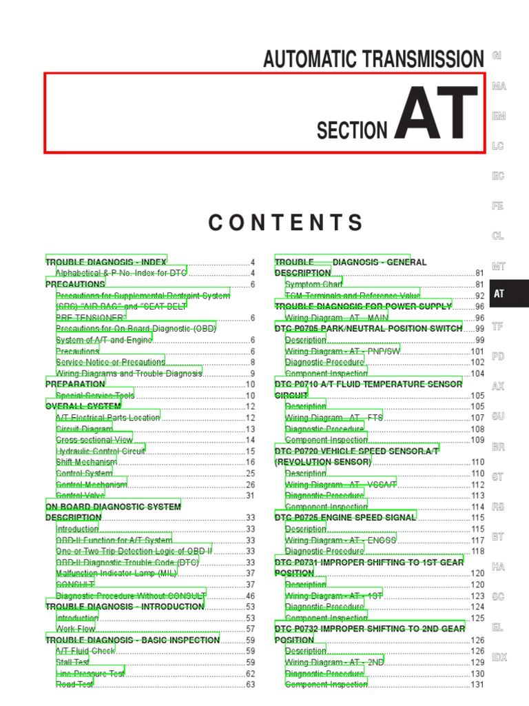 Nissan Automatic Transmission RE4R01A Service Manual PDF | PDF | Airbag | Seat Belt
