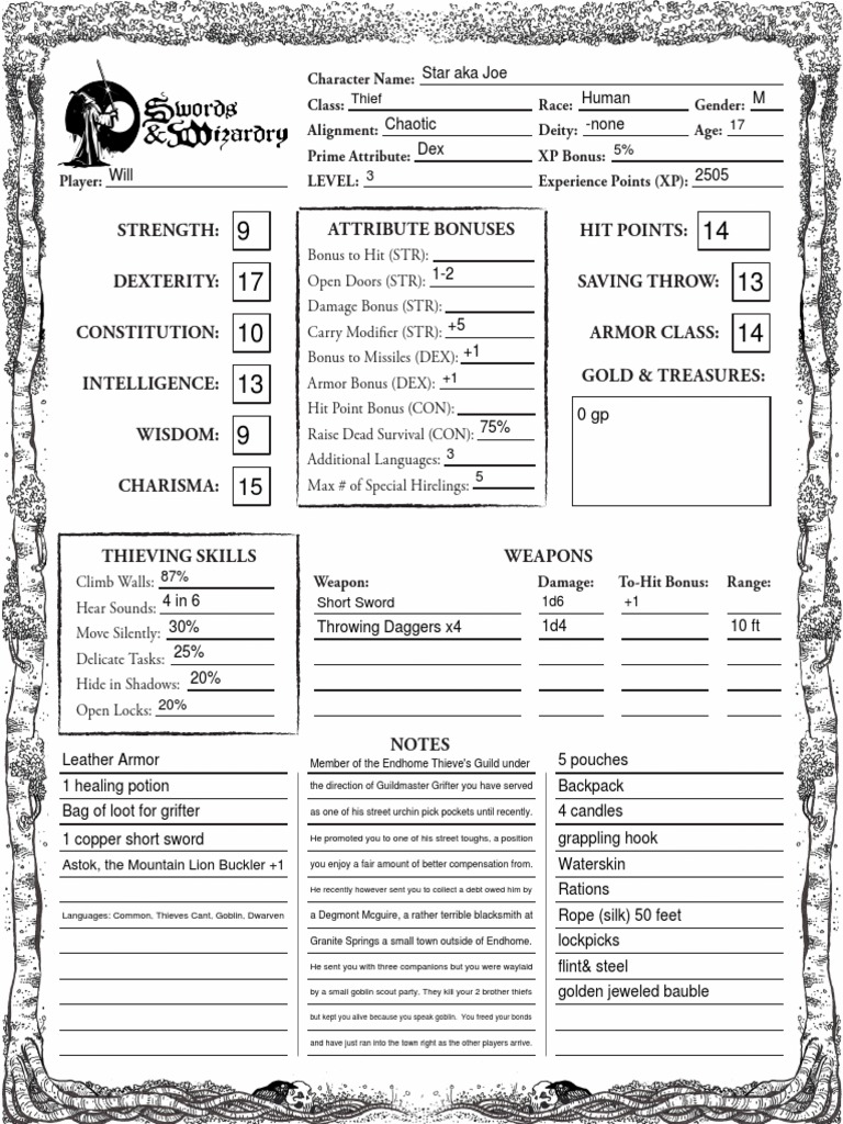 Strength: Attribute Bonuses Dexterity: Constitution: Intelligence ...
