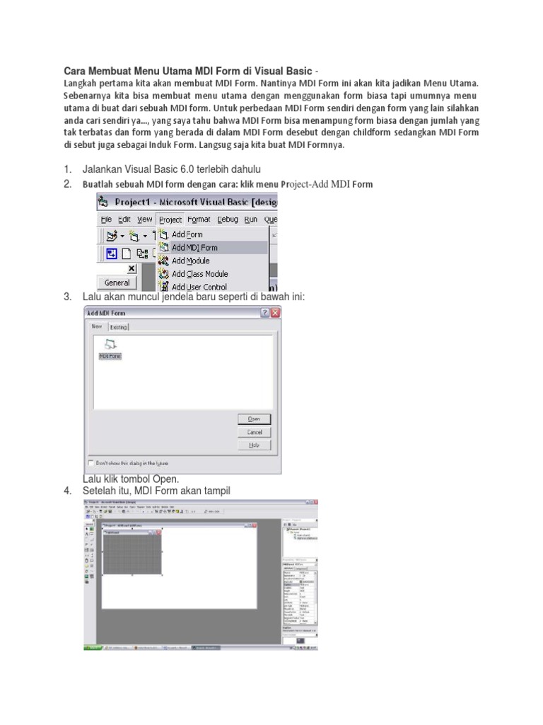 Cara Membuat Menu Utama MDI Form Di Visual Basic | PDF Cara Membuat Menu Utama MDI Form Di Visual Basic | PDF