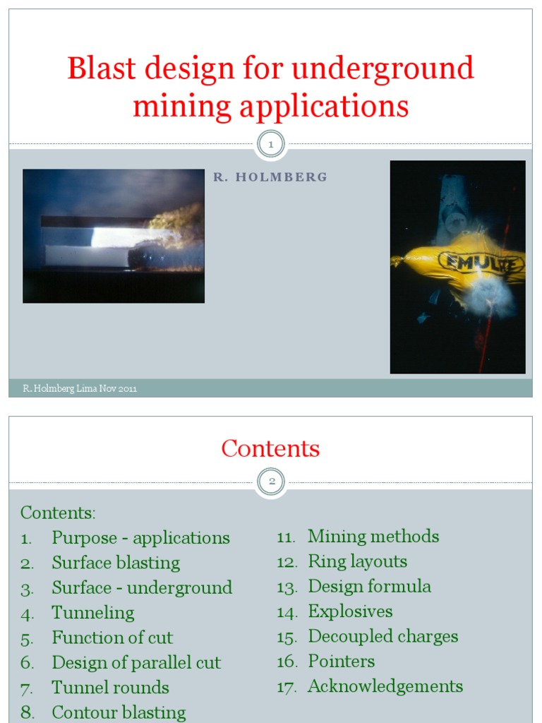 2. Blast Design for Underground Mining Applications | Explosive Material | Mining