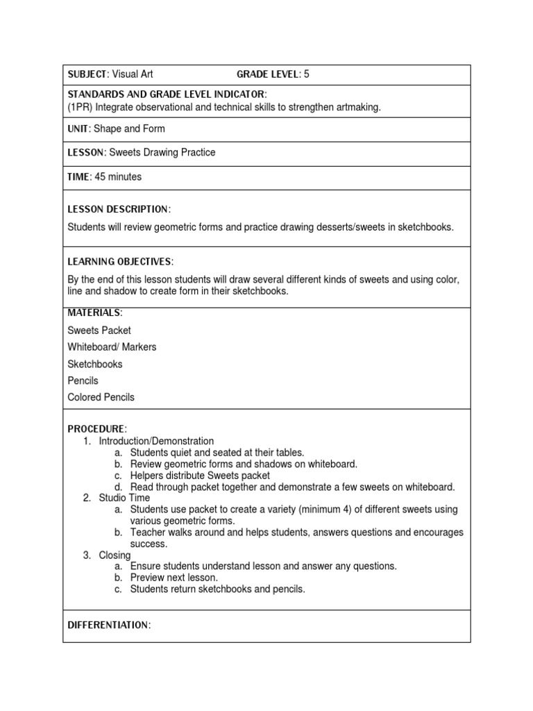 Subject Grade Level Standards and Grade Level Indicator Unit Lesson ...