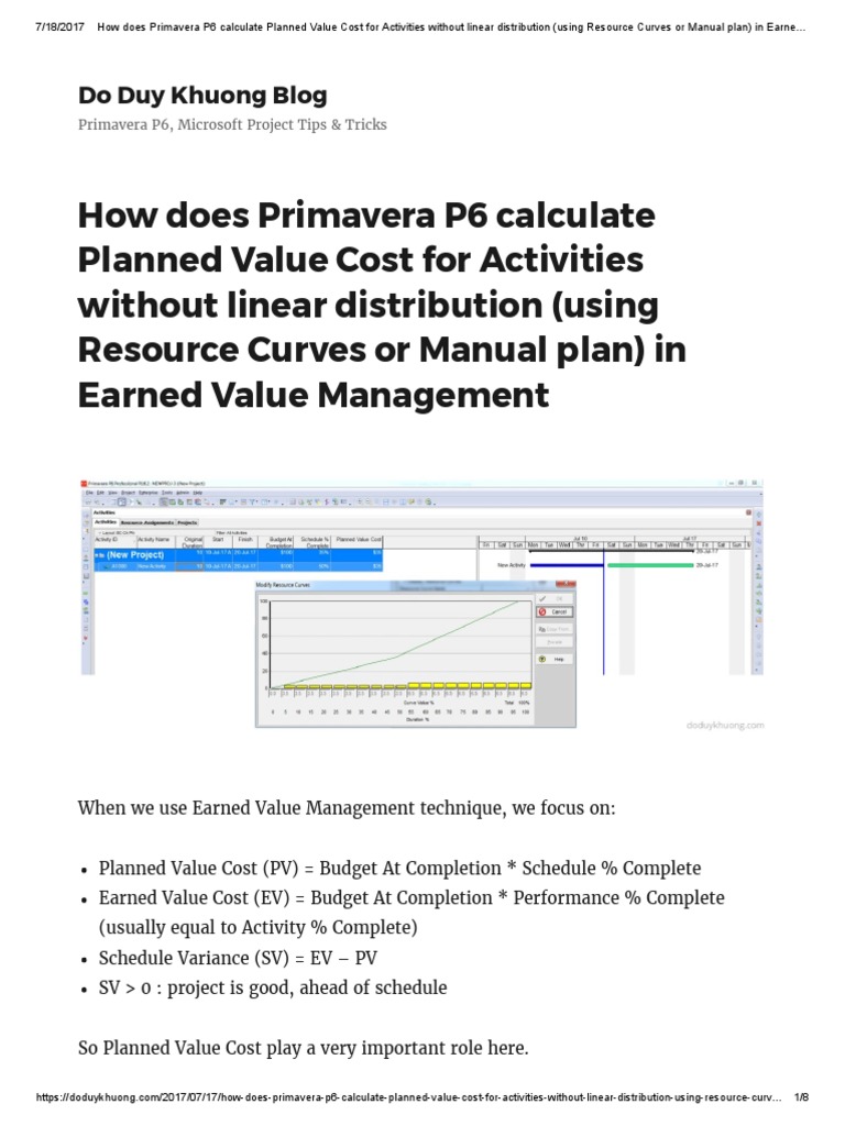Planned Value Calculation in Primavera P6 | PDF | Teaching Mathematics ...