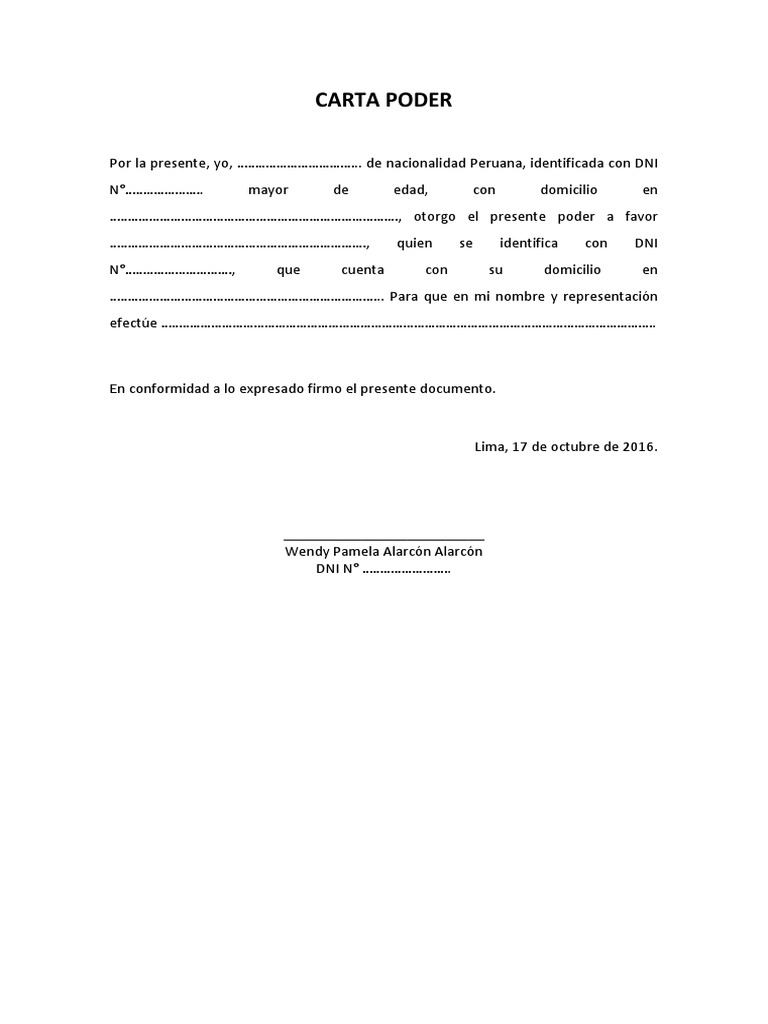 Carta Poder Simple Peru | PDF