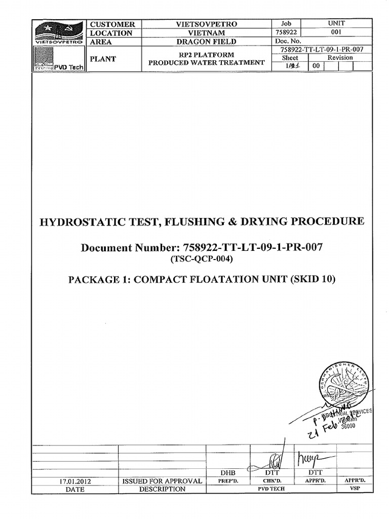 Hydrostatic Test Flushing Drying Procedure PDF | PDF