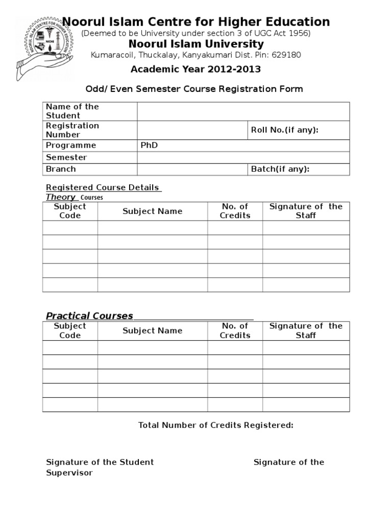 Course Registration Form | PDF