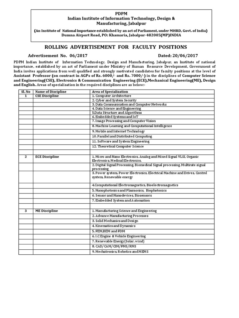 Rolling Advt - No.6 2017 | PDF | Computer Science | Electrical Engineering