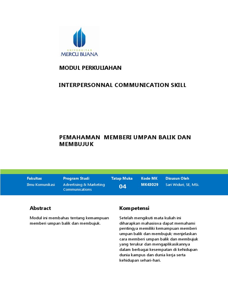 Modul Interpersonal Communication Skill (TM4) | PDF
