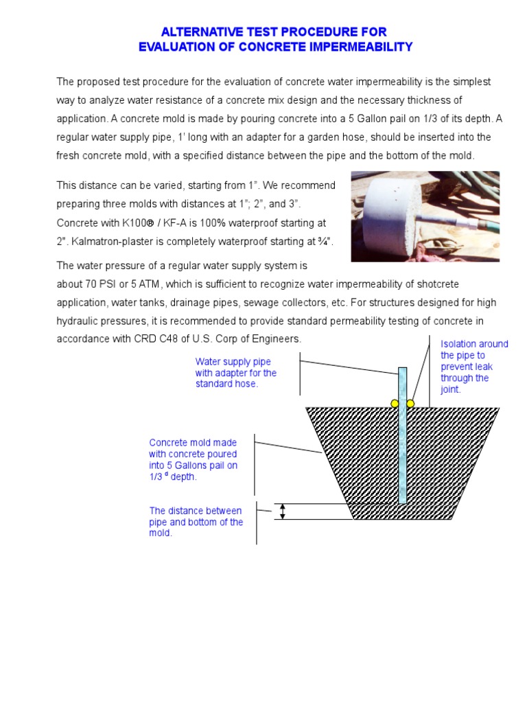 Concrete Impermeability Test Procedure | PDF
