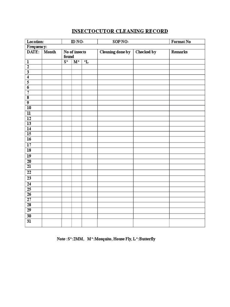 Insectocutor Cleaning Record-f
