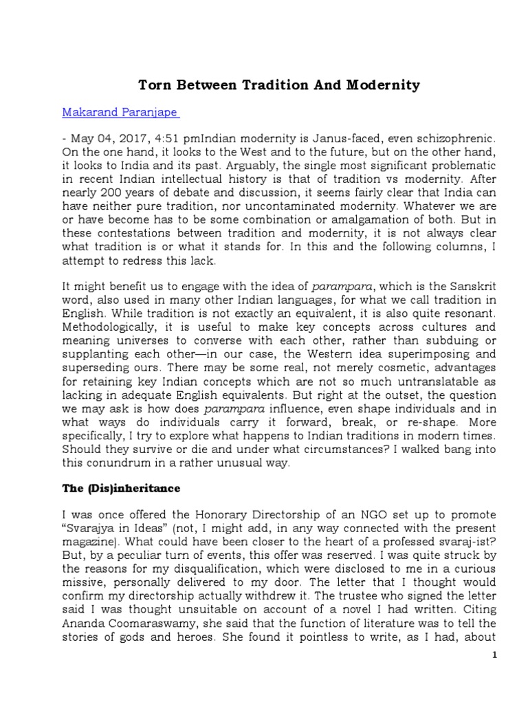 Tradition vs Modernity in Indian Arts | PDF | T. S. Eliot | Poetry