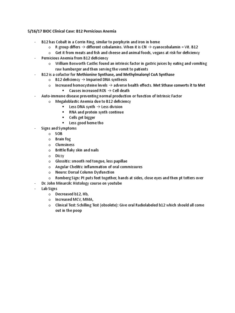 Pernicious Anemia: Case Study Insights | PDF | Cooking, Food & Wine