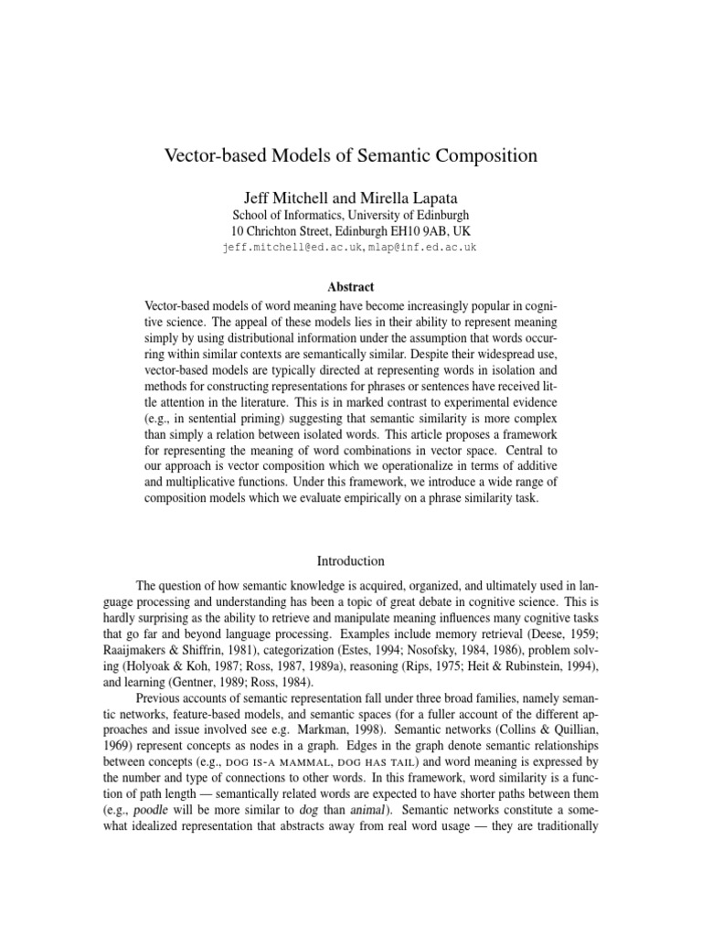 Vector Based Models | PDF | Semantics | Idiom