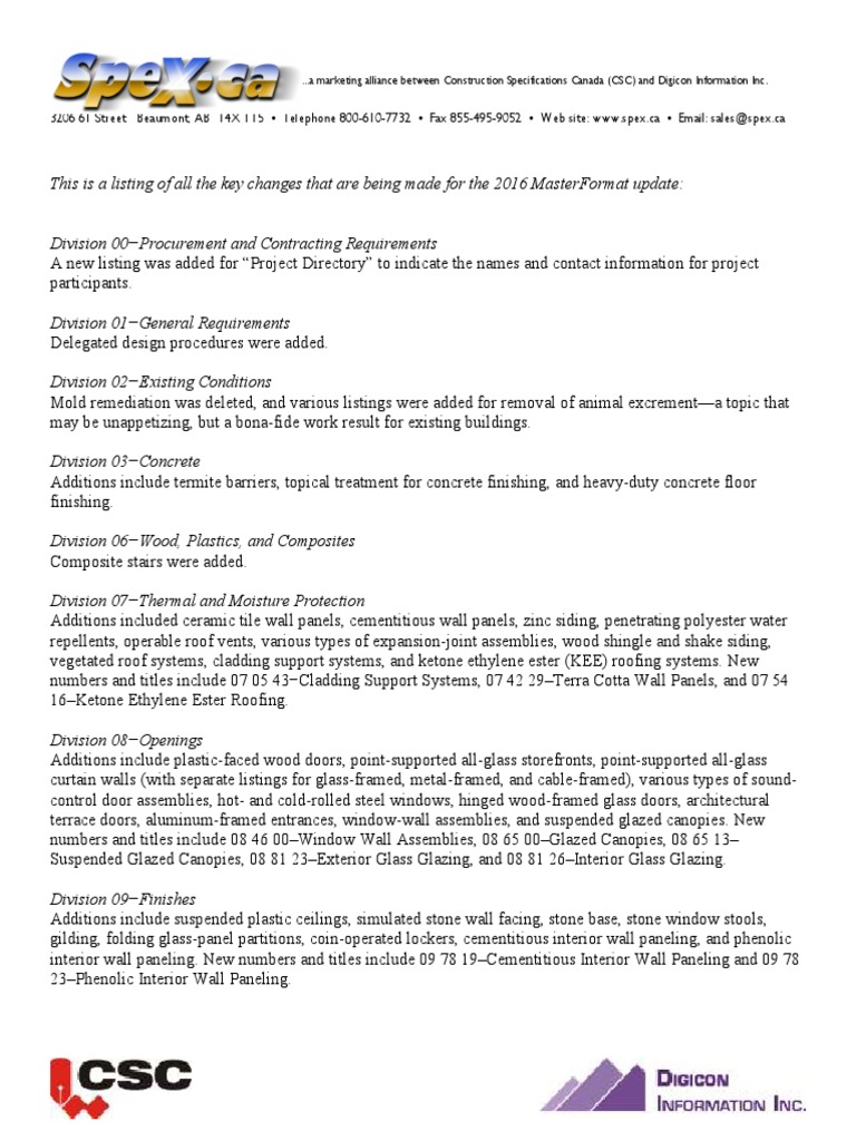 Masterformat 2016 | PDF | Hvac | Air Conditioning