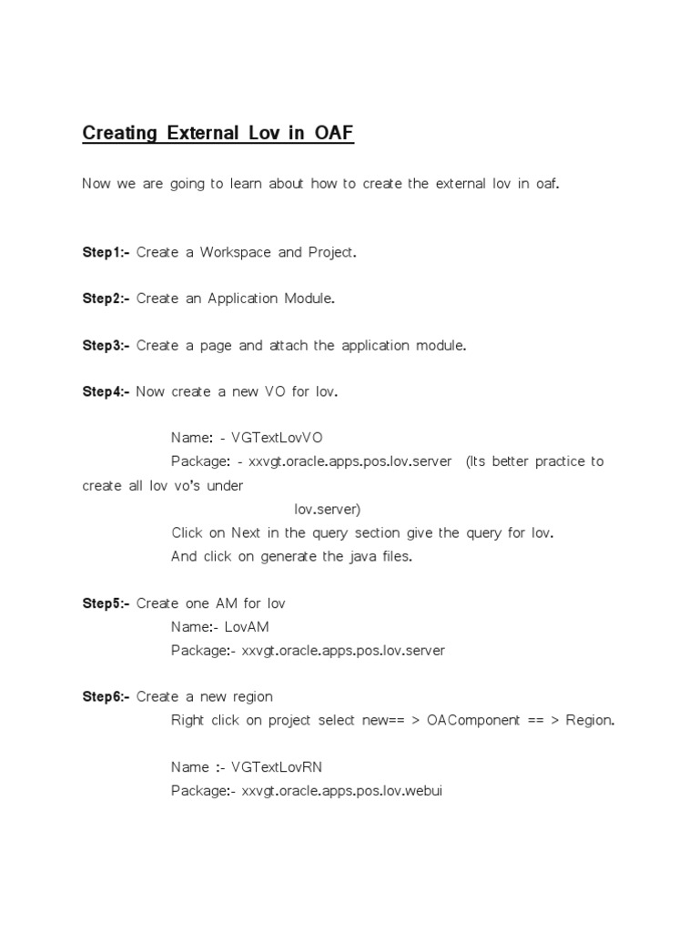 Creating External Lov in OAF | PDF