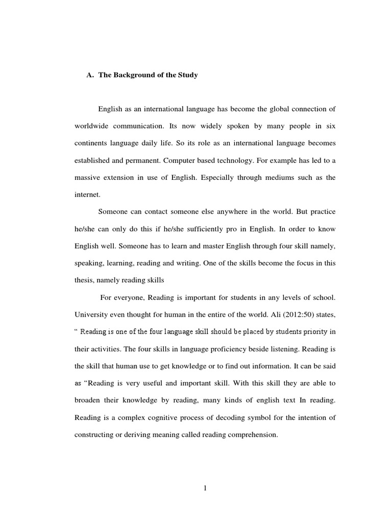 The Background of the Study | Reading (Process) | Reading Comprehension