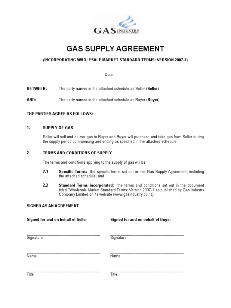 Gas Supply Agreement 148393.1 | PDF | Contractual Term | Sales