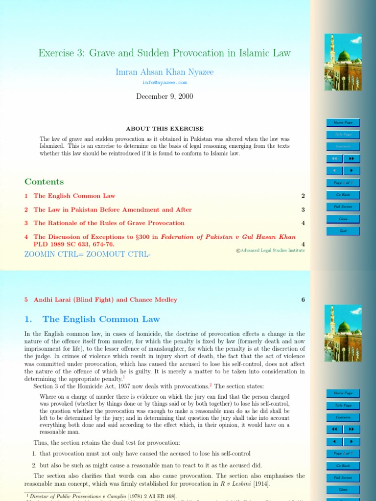 Grave and Sudden Provocation in Law | PDF | Murder | Manslaughter