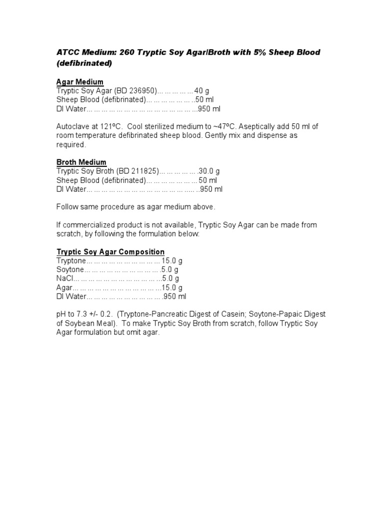 ATCC Medium 260 | PDF