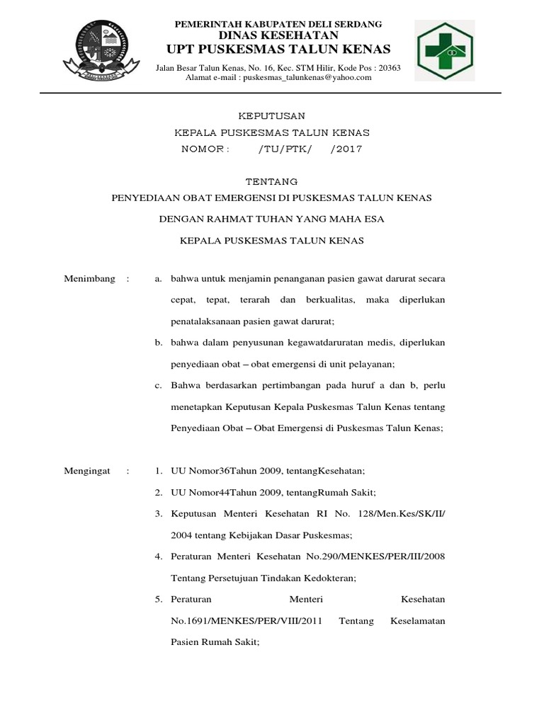 SK Penyediaan Obat Emergency | PDF