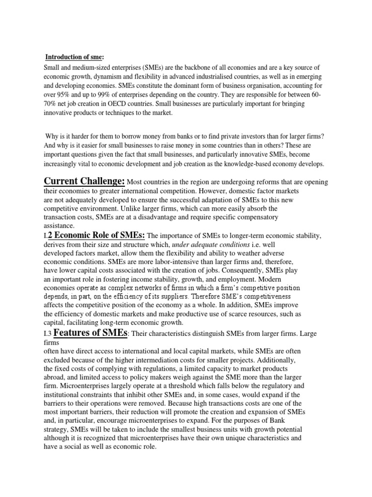Introduction of Sme | PDF | Small And Medium Sized Enterprises | Banks