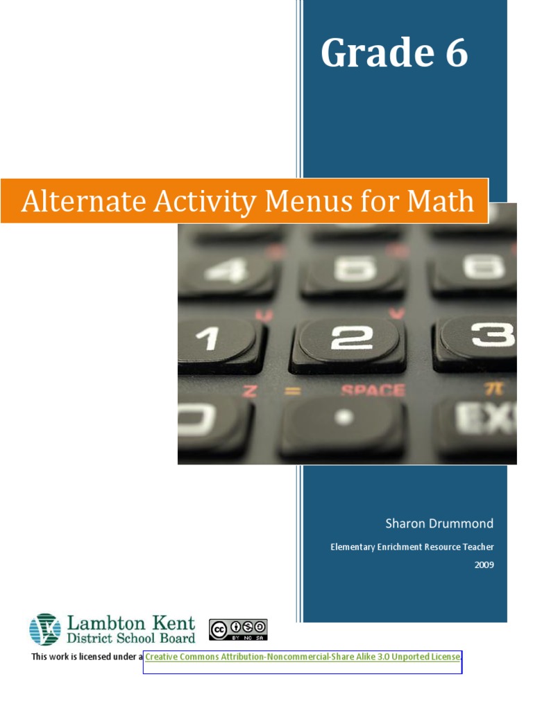 Alternate Activity Menus For Math Grade 6 | PDF | Teaching Mathematics ...