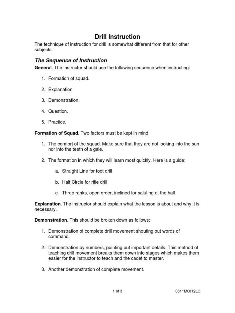Drill Instruction: The Sequence of Instruction | PDF | Cognition ...