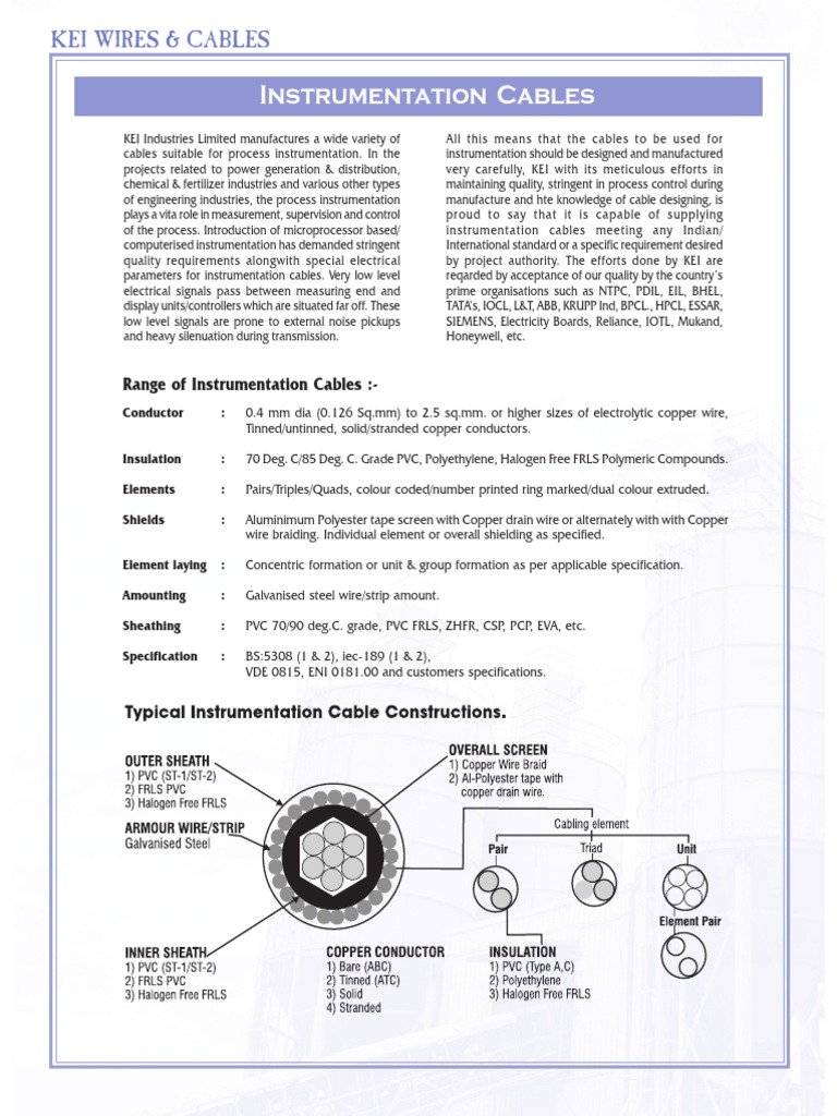 Instrumentation Cables | PDF | Cable | Wire